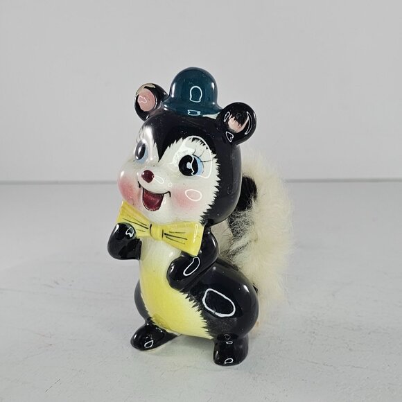 Japan | Accents | Vintage Japan Skunk Figurine With Yellow Bow Fuzzy ...